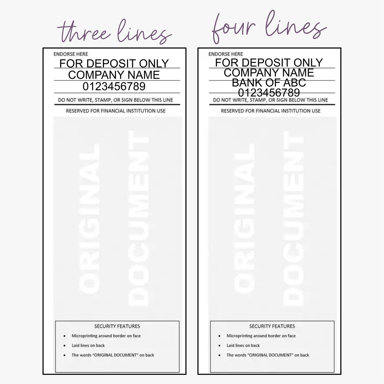 For Deposit Only Stamp - Boutique Stamps & Gifts