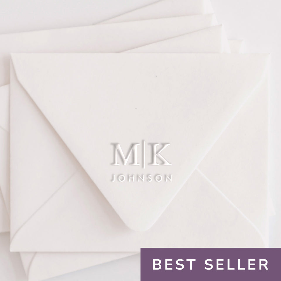 Initials and Last Name Square Monogram Embosser - Boutique Stamps & Gifts
