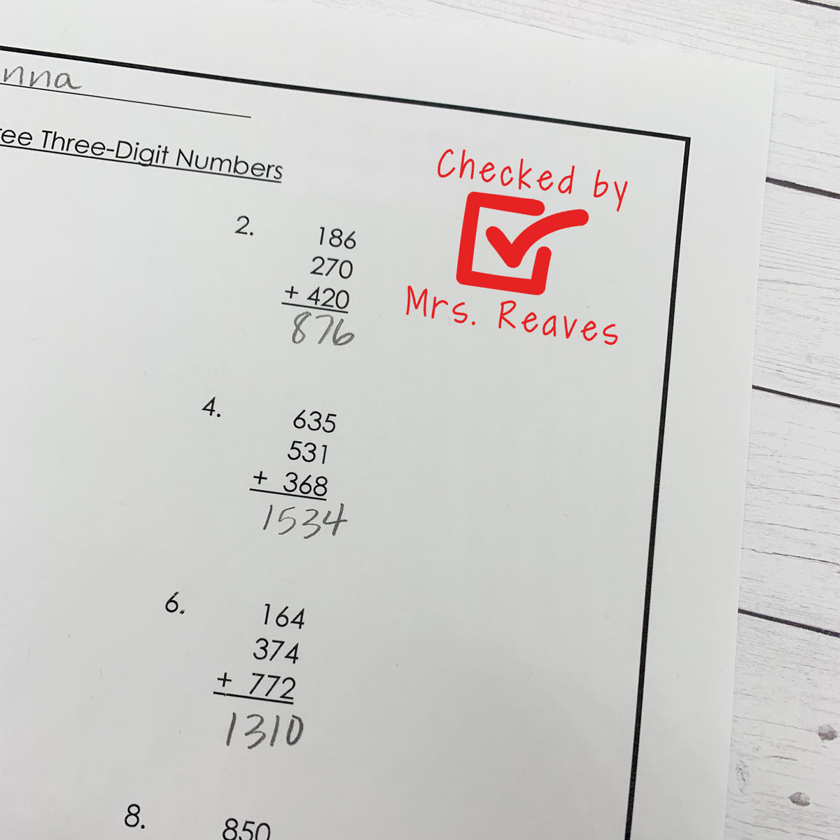 Checked By Teacher Stamp - Boutique Stamps & Gifts