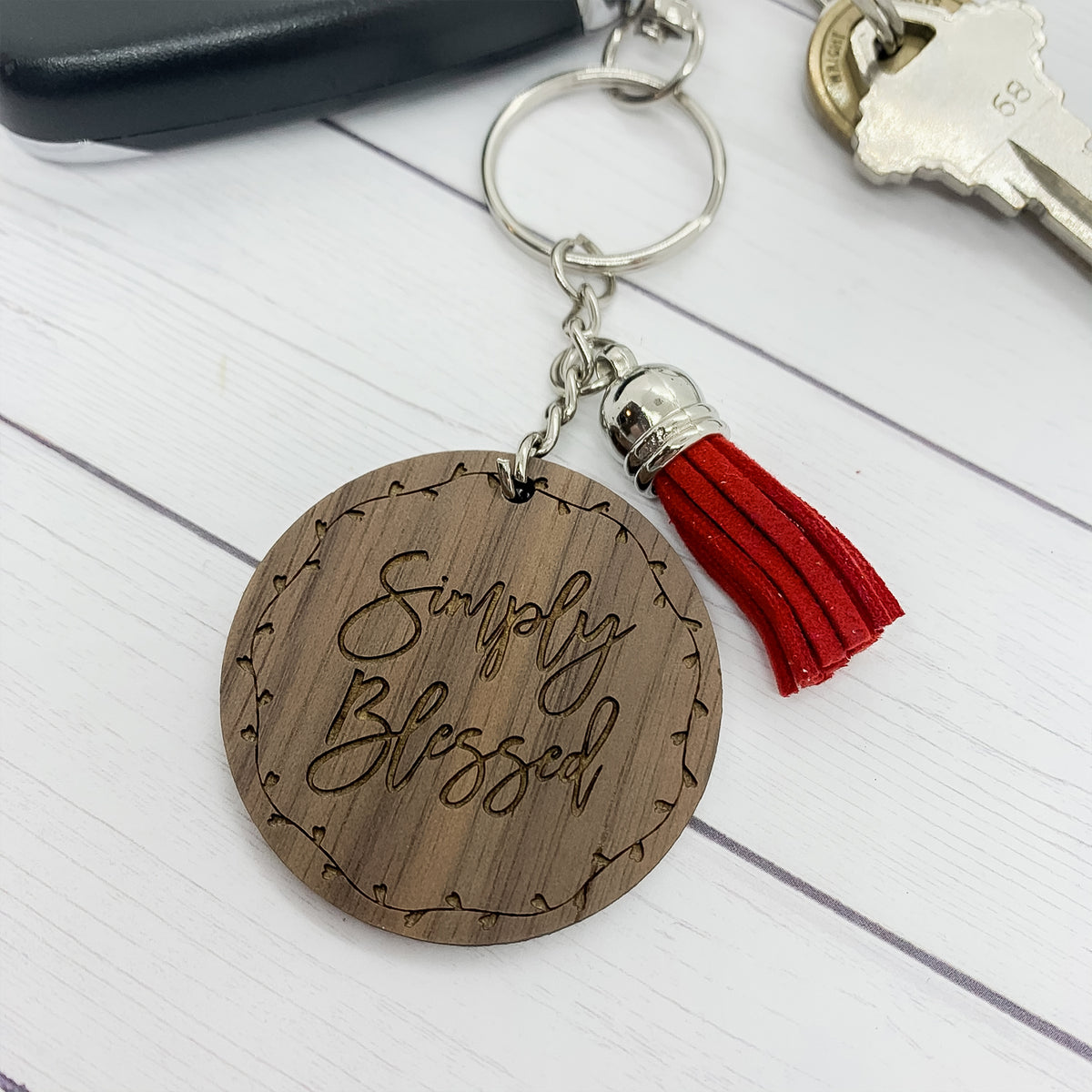Simply Blessed Keychain - Boutique Stamps & Gifts